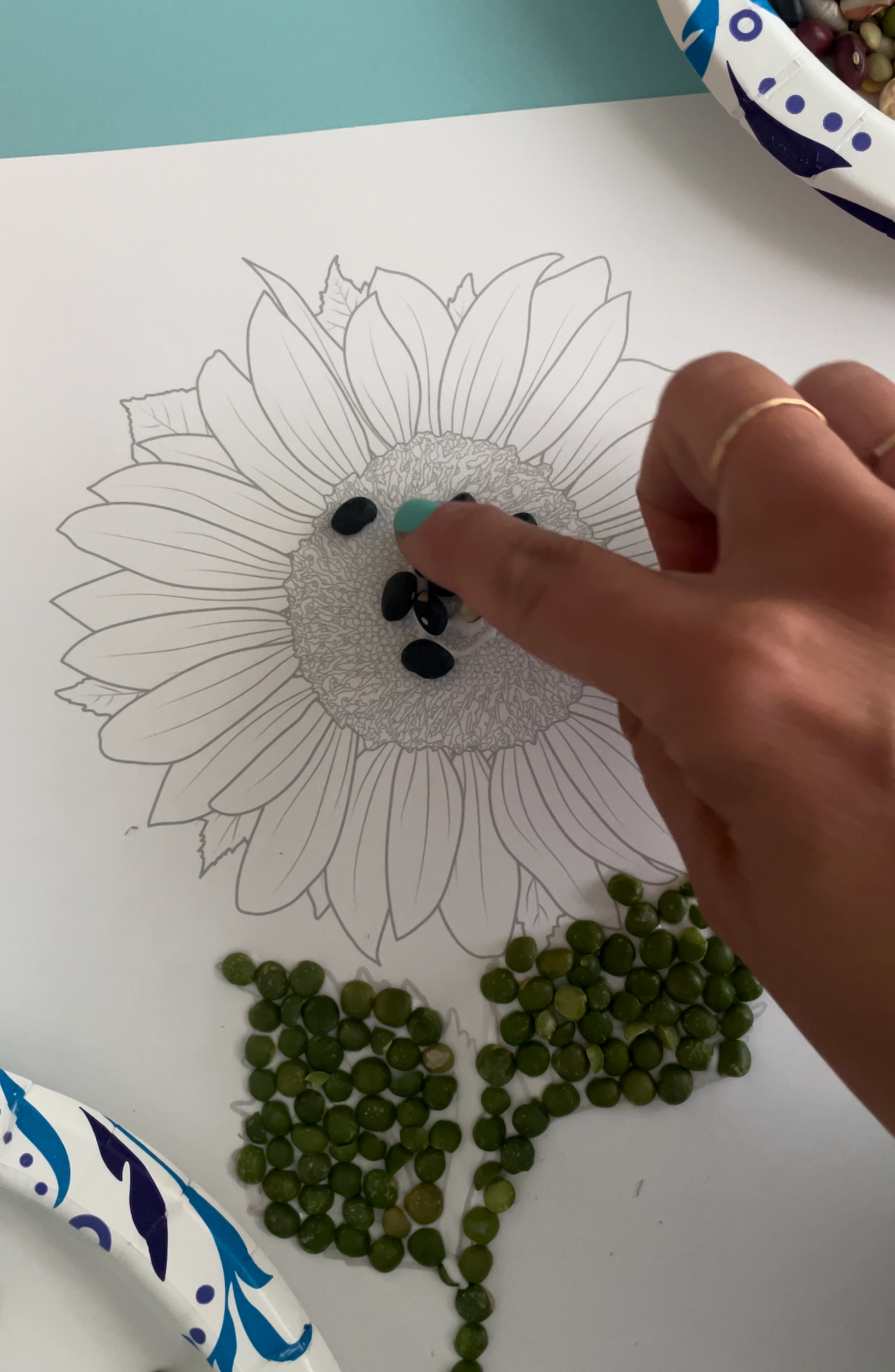 Bean Art- Kids Craft - A girl and a glue gun