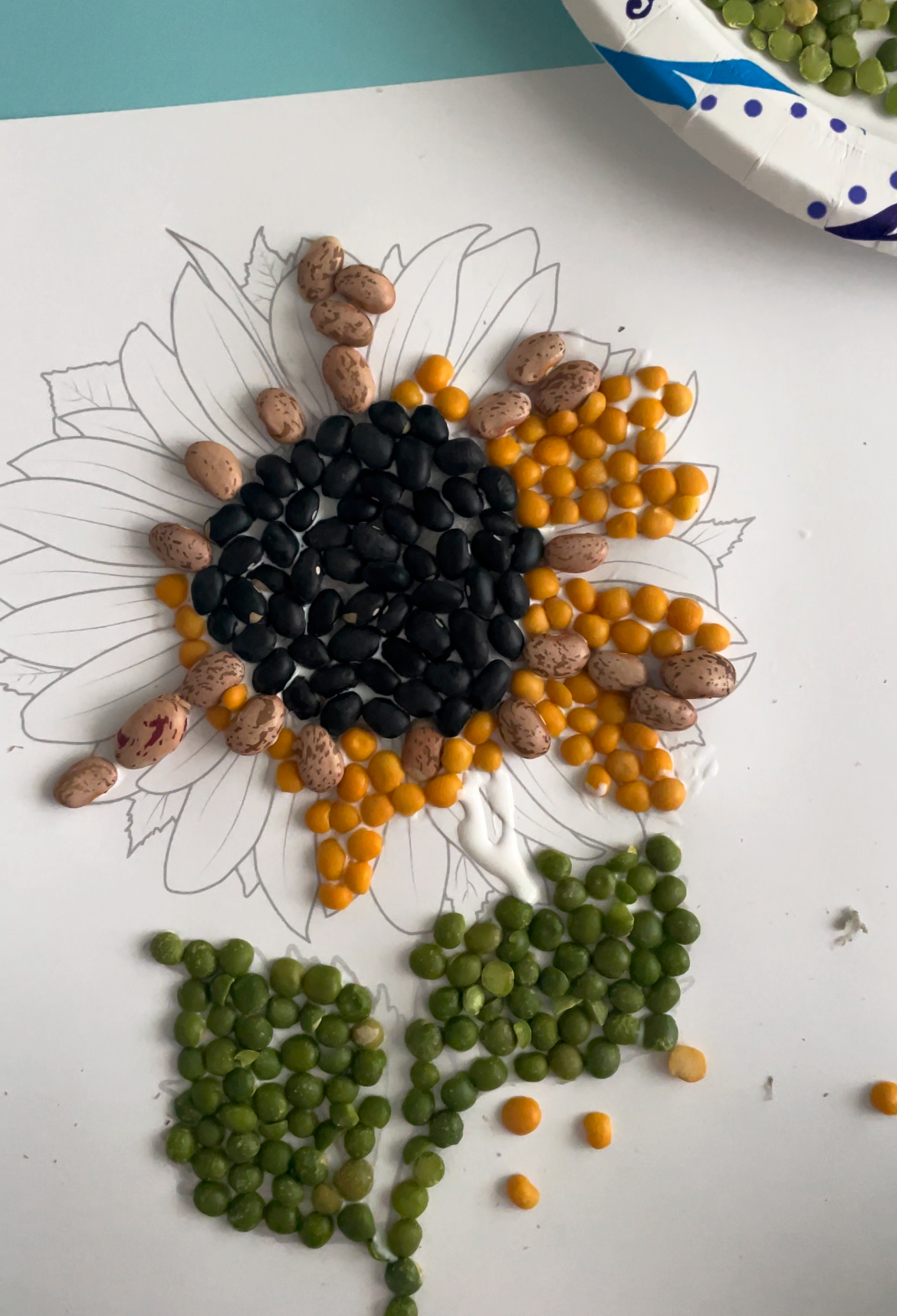 Bean Art- Kids Craft - A girl and a glue gun