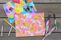 crumpled paper art-kids craft - A girl and a glue gun