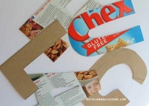 Kid crafting-monogram letters from cereal boxes! - A girl and a glue gun