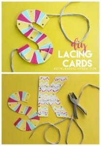 Lacing letters-diy kids craft! - A girl and a glue gun