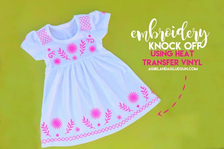 Faux embroidery with heat transfer vinyl - A girl and a glue gun