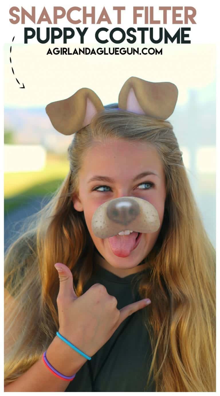 Snapchat filter-puppy costume with free printable! - A girl and a glue gun