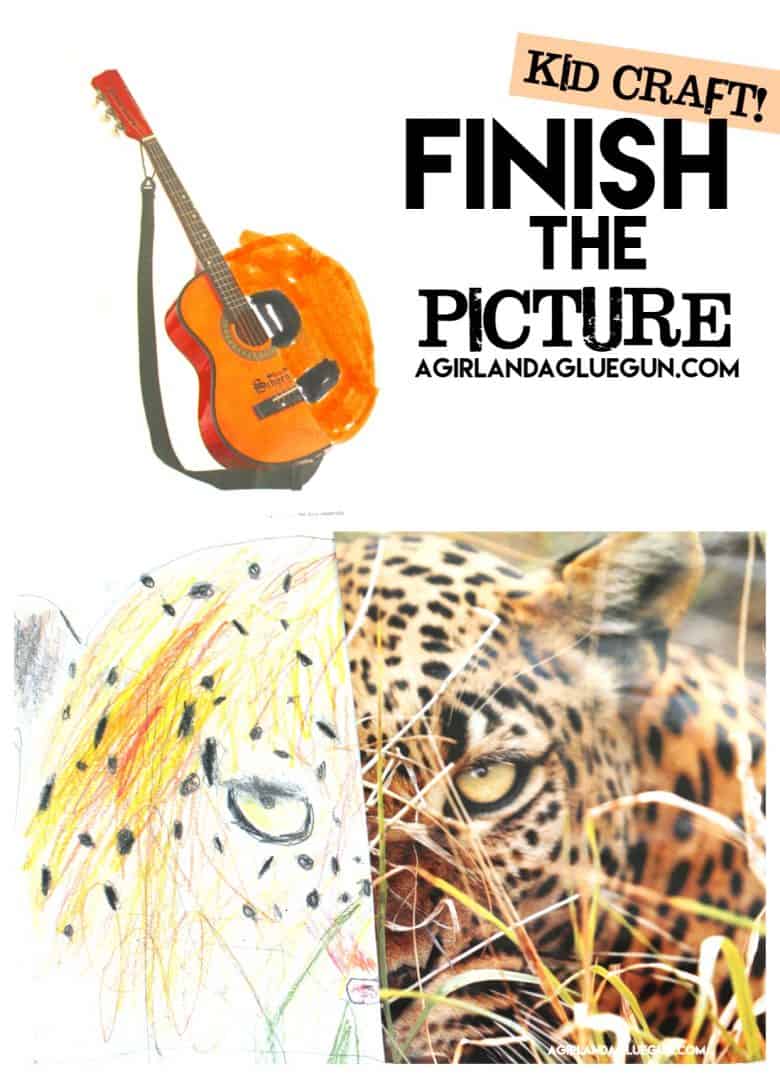 Finish the picture (kid's craft) - A girl and a glue gun