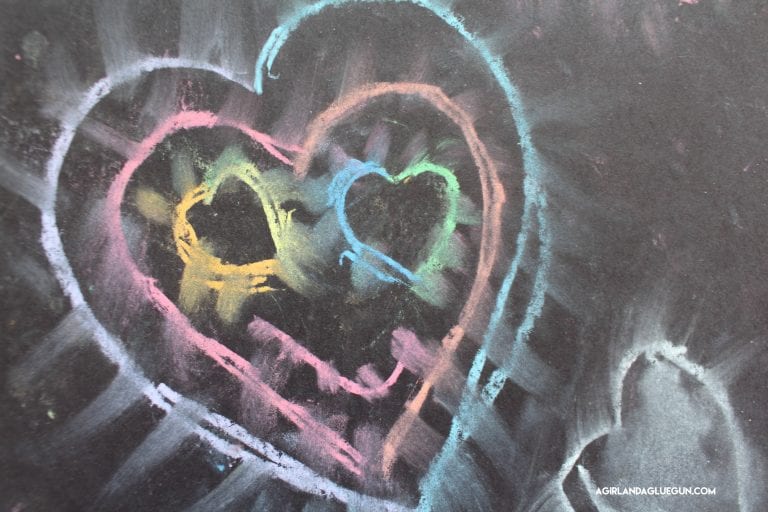 chalk art -kids craft - A girl and a glue gun