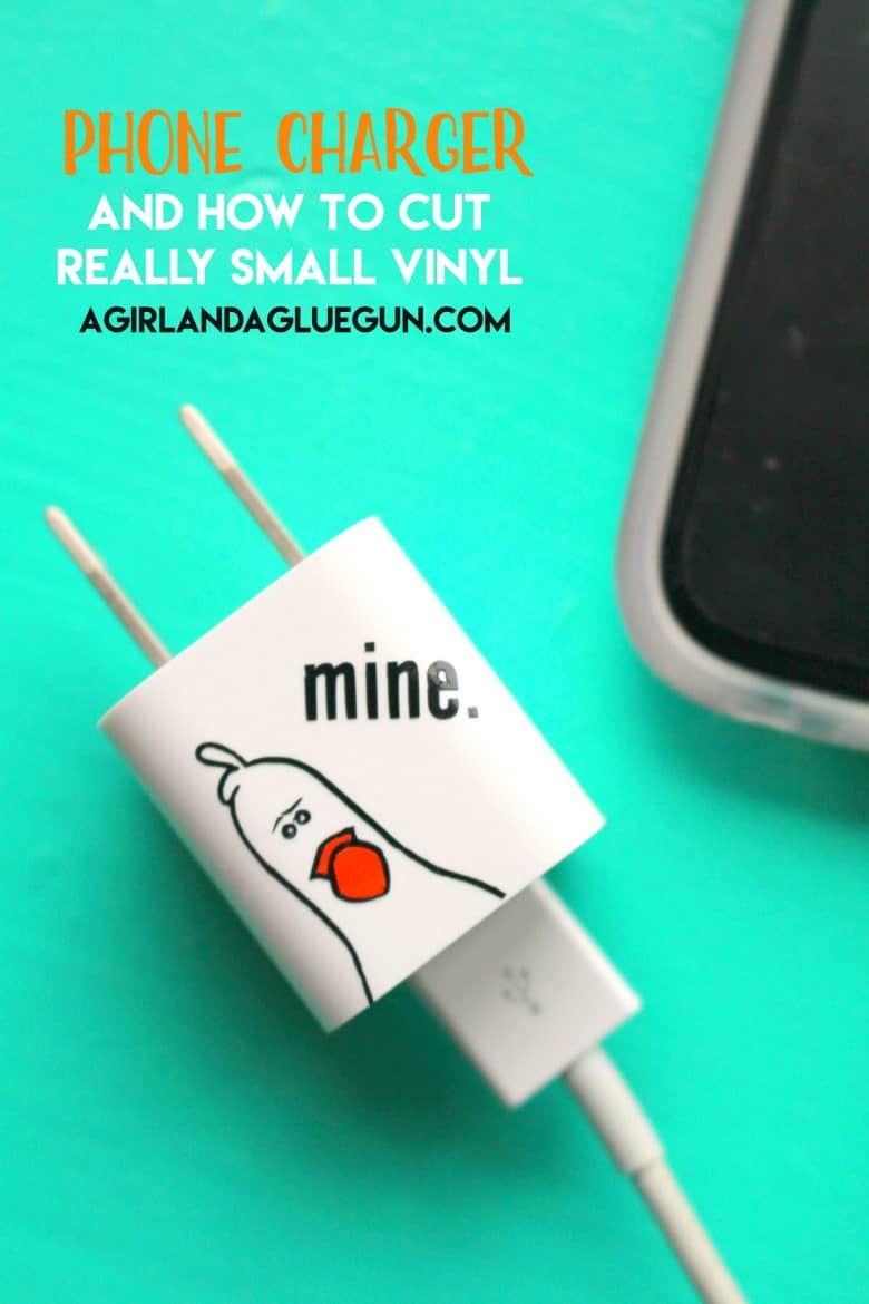 Vinyl phone charger decal - A girl and a glue gun