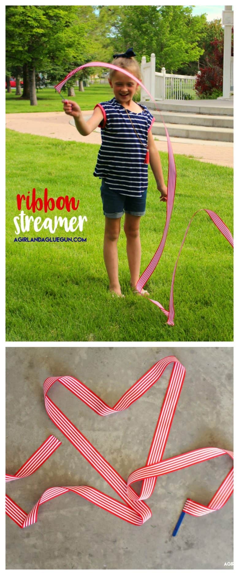 Ribbon Streamer craft - A girl and a glue gun