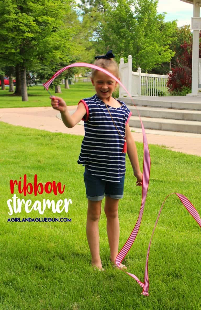 Ribbon Streamer craft - A girl and a glue gun
