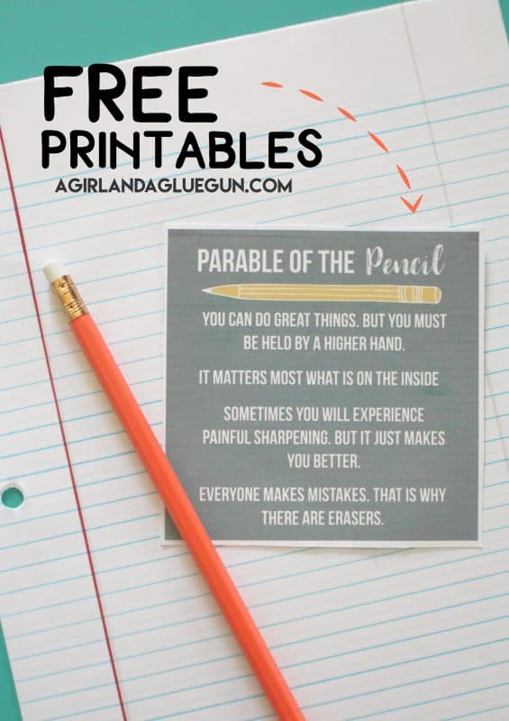 Parable of the Pencil Printable - A girl and a glue gun