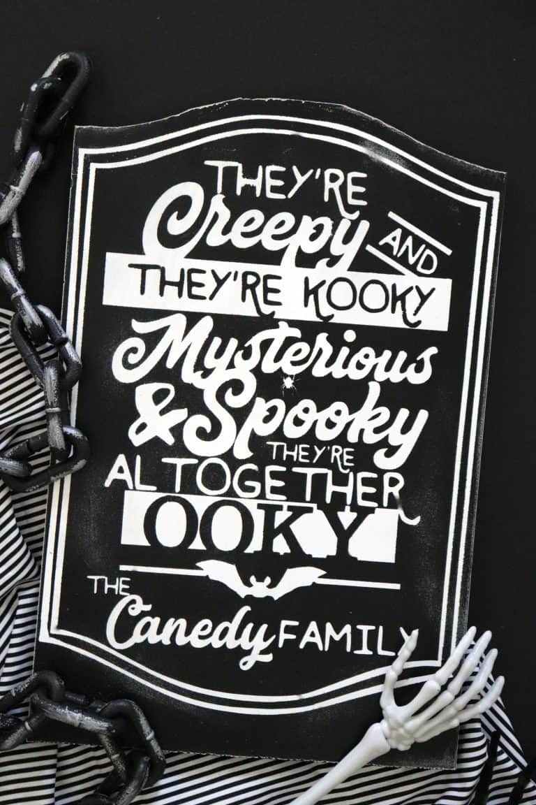 Addams Family Halloween Porch Sign (with free cut file!) - A girl and a ...
