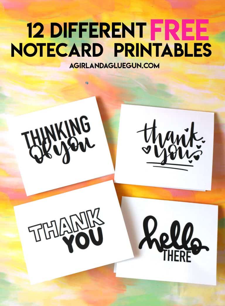 Notecard Printables for kids - A girl and a glue gun