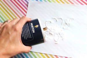 Salt Painting for kids - A girl and a glue gun