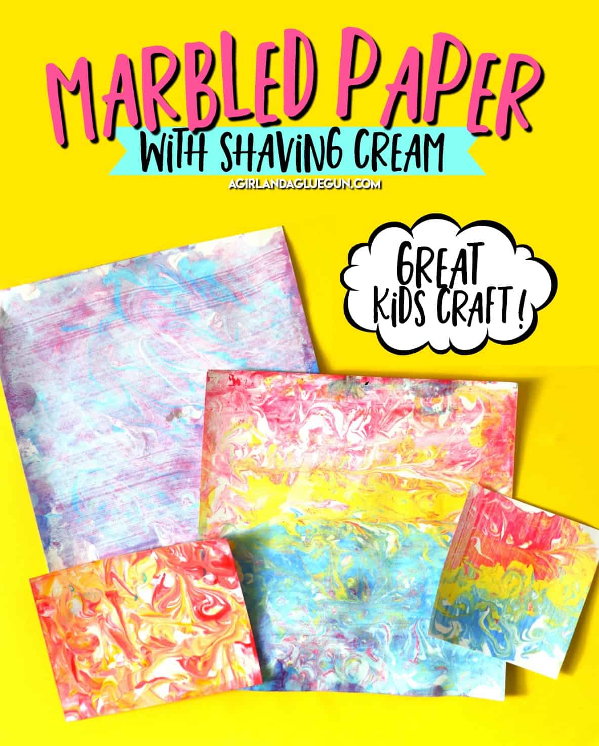 Marbled paper - A girl and a glue gun