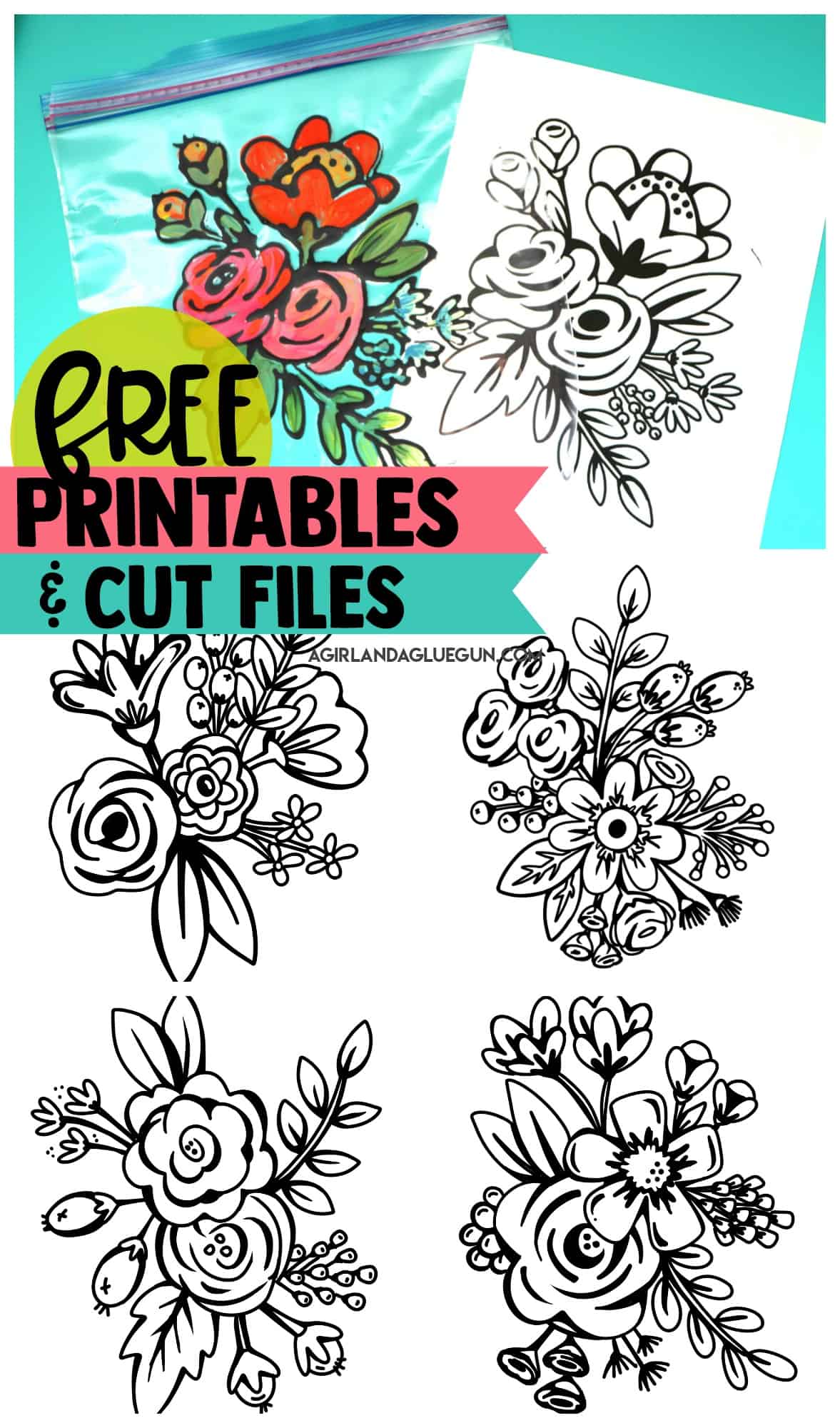 Floral cut files and printables - A girl and a glue gun