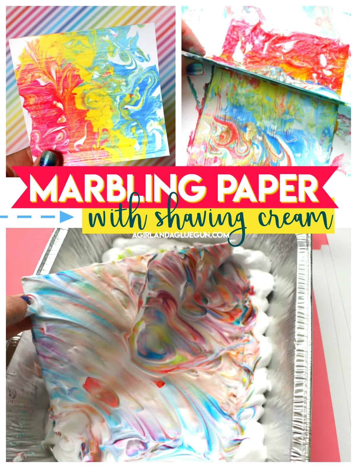Marbled paper - A girl and a glue gun