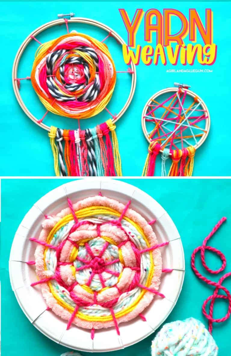 Yarn weaving craft and diy dream catcher - A girl and a glue gun