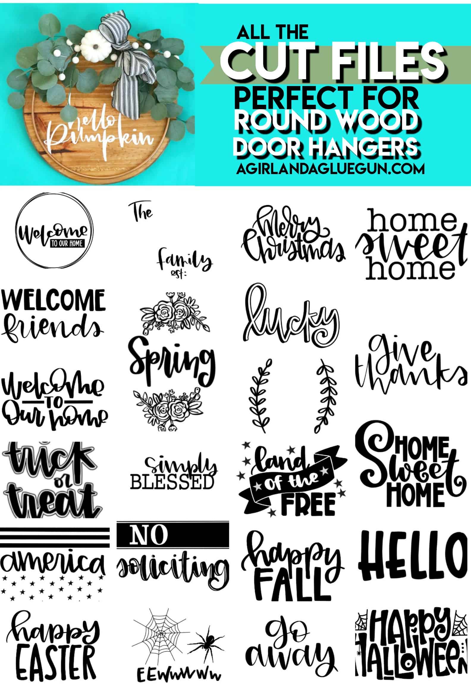How to make a wood round door hanger (with cut files) - A girl and a ...
