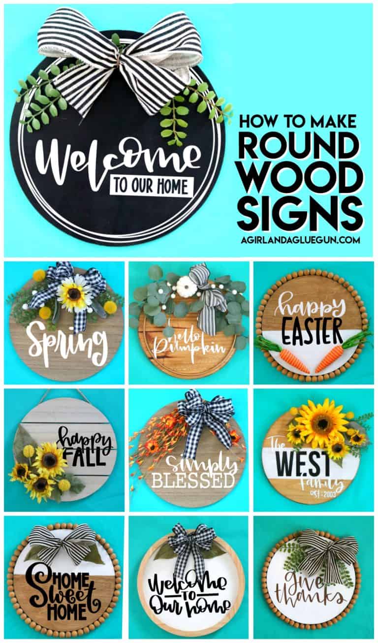 How to make a wood round door hanger (with cut files) - A girl and a ...
