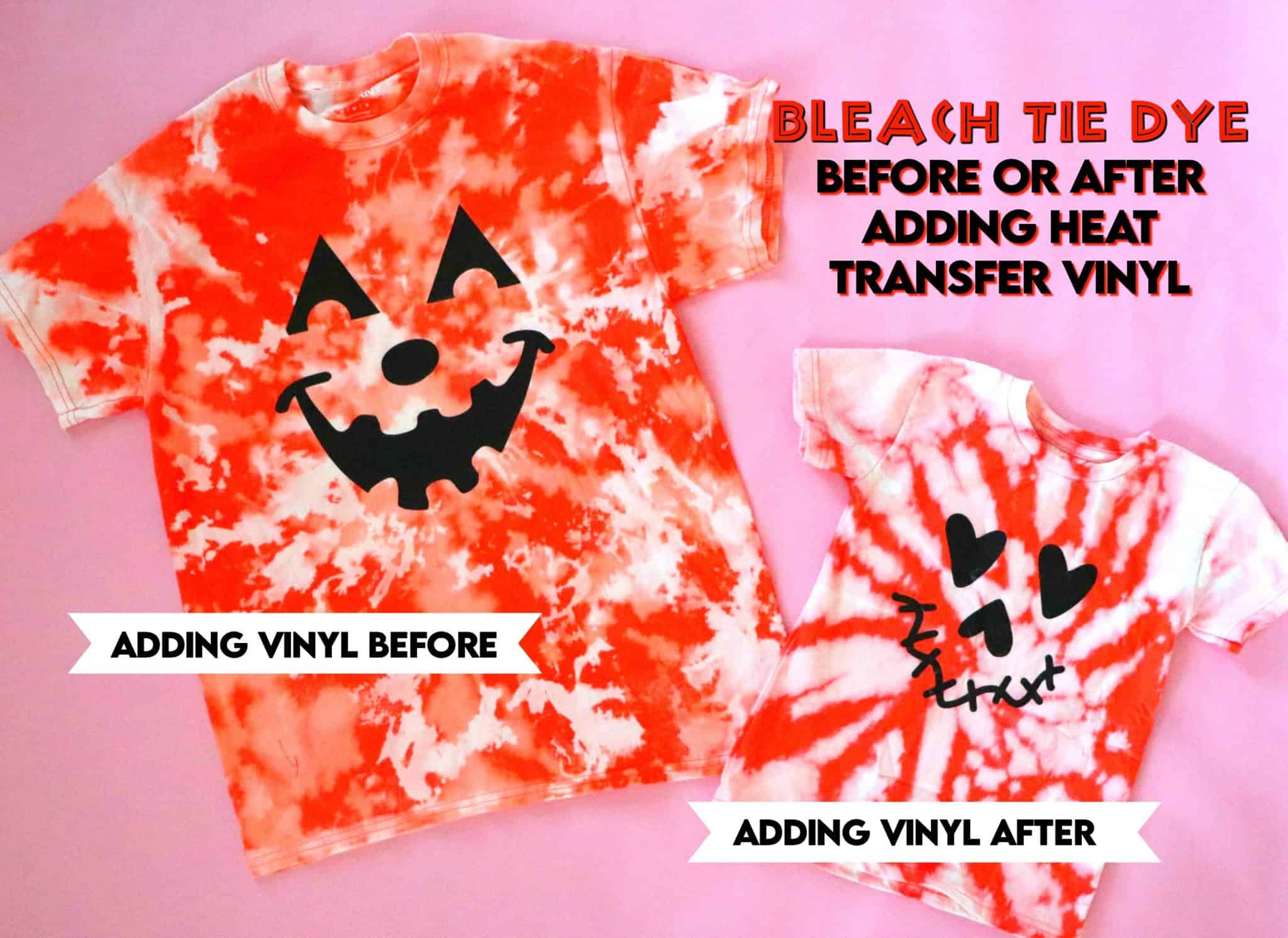 Bleach Tie Dye Jack-O-Lantern Shirt - A girl and a glue gun