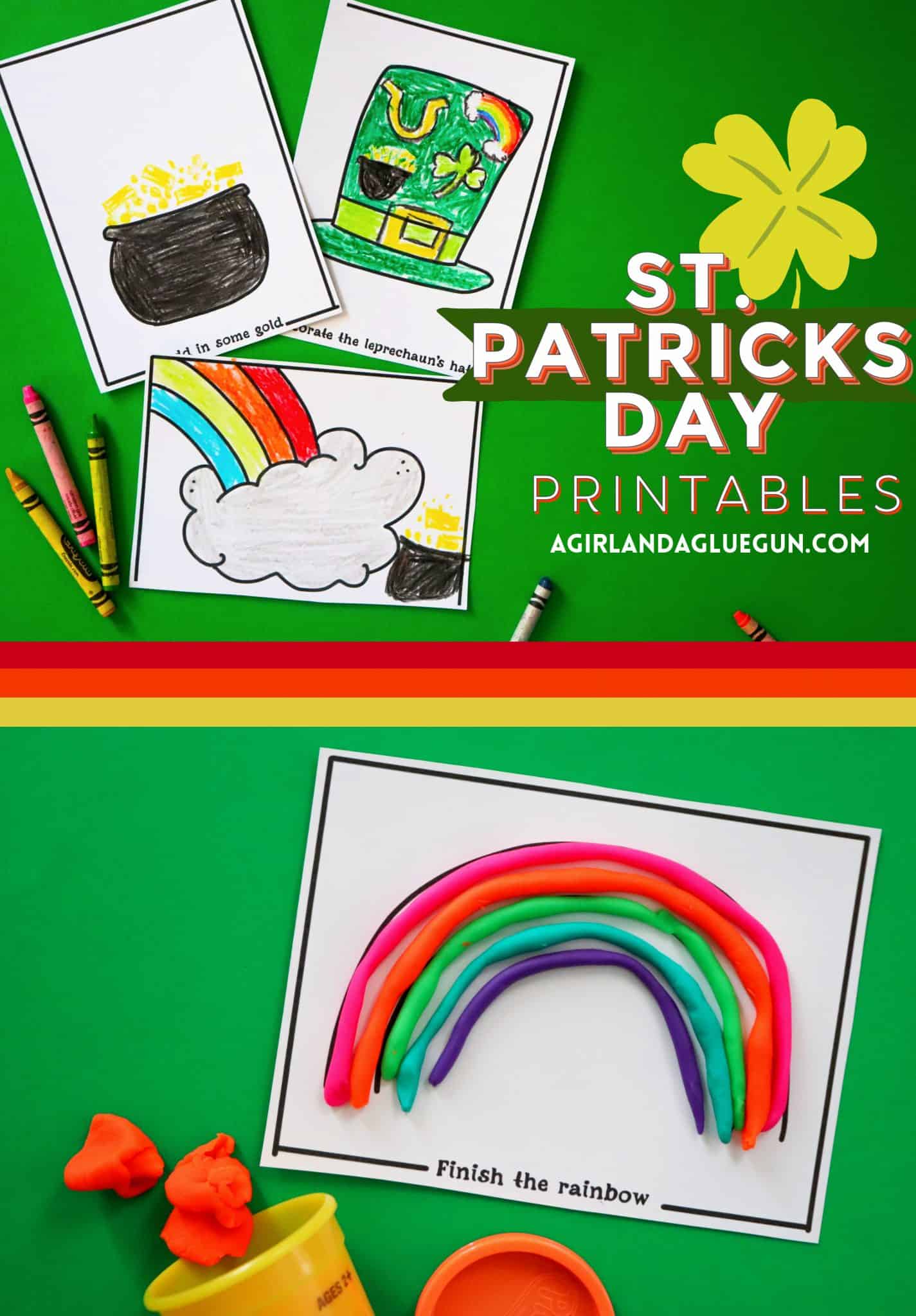 St. Patrick's Day Activity Mats - A girl and a glue gun