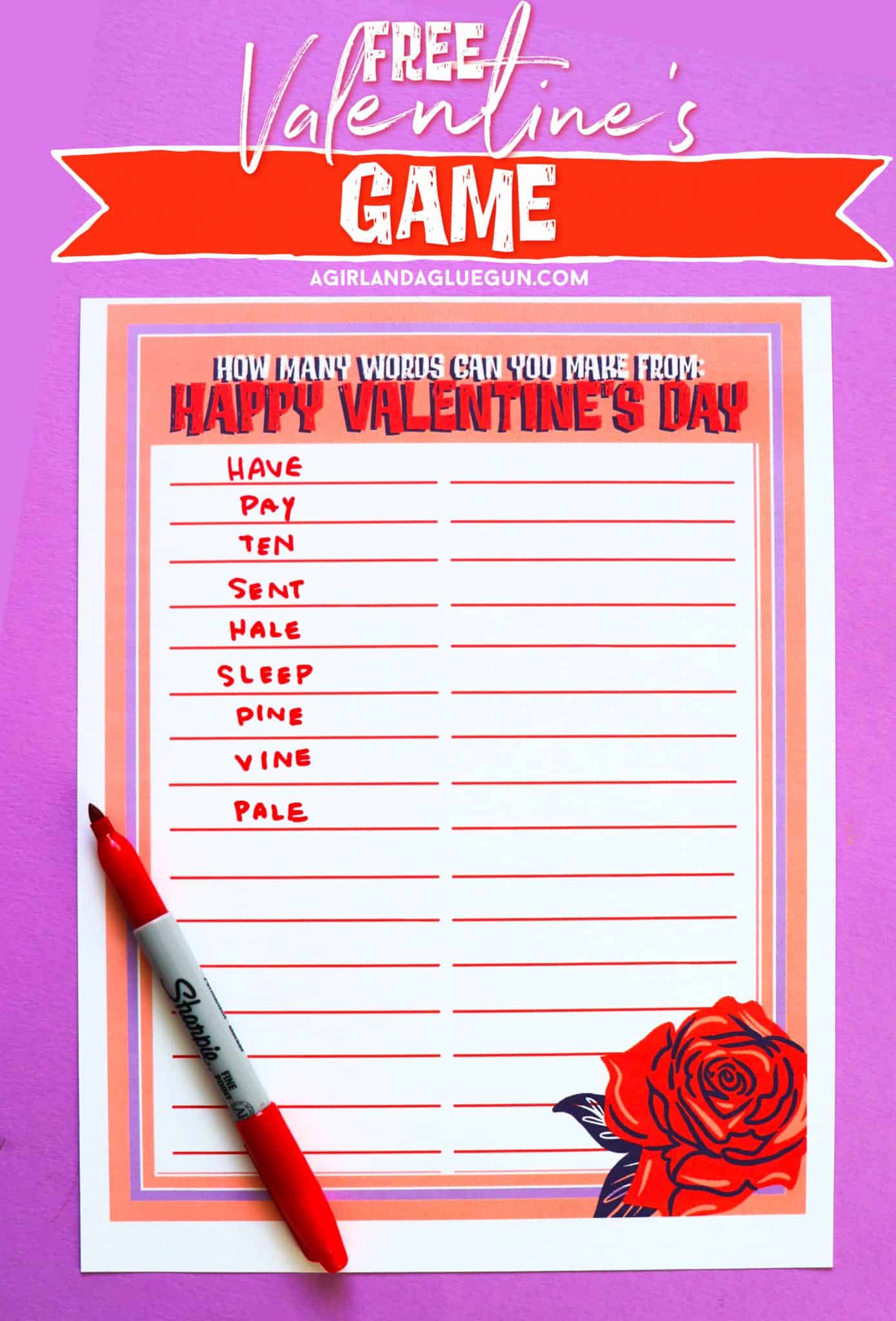 Free Valentine Game Printables - A girl and a glue gun