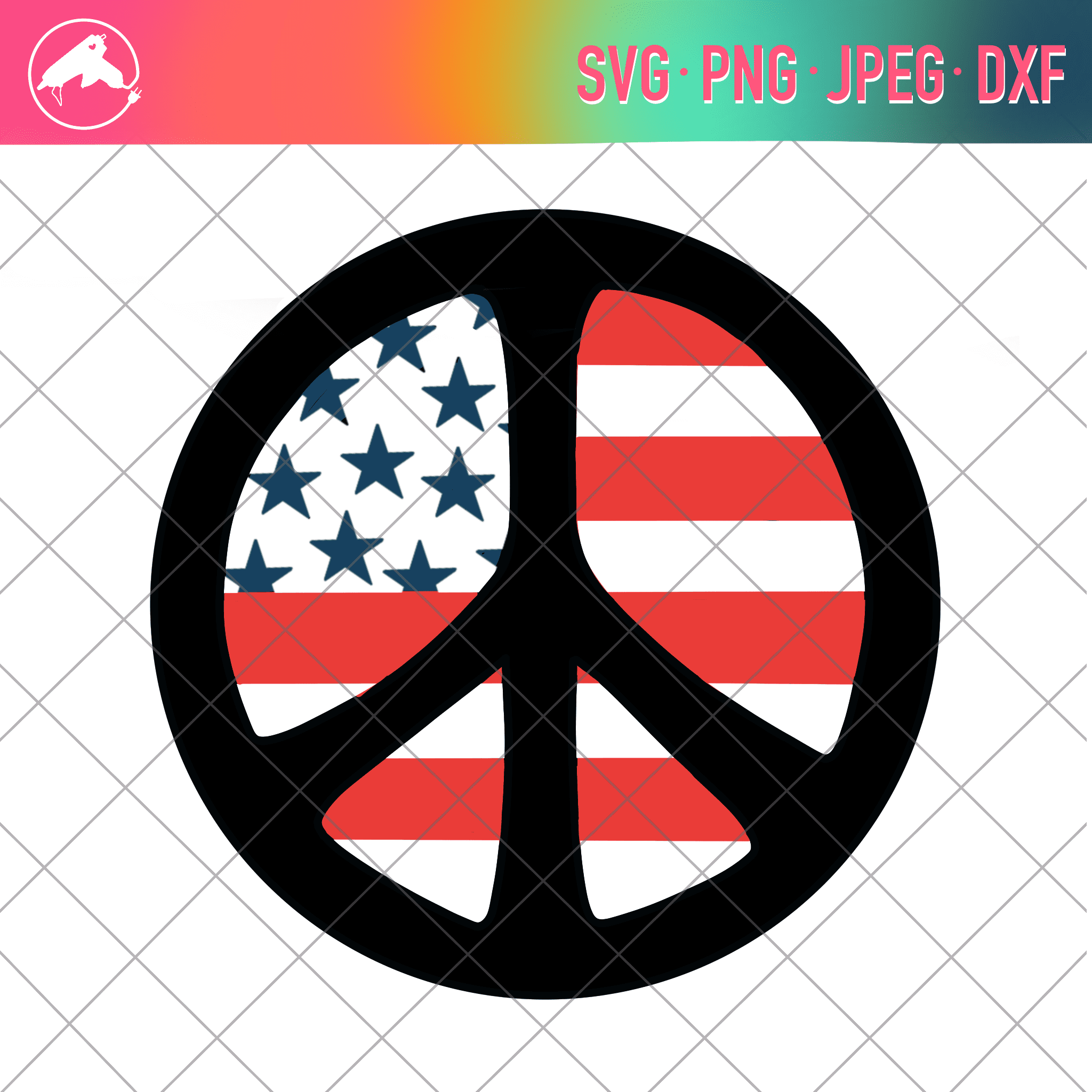 America Peace Sign SVG Cut File - A girl and a glue gun