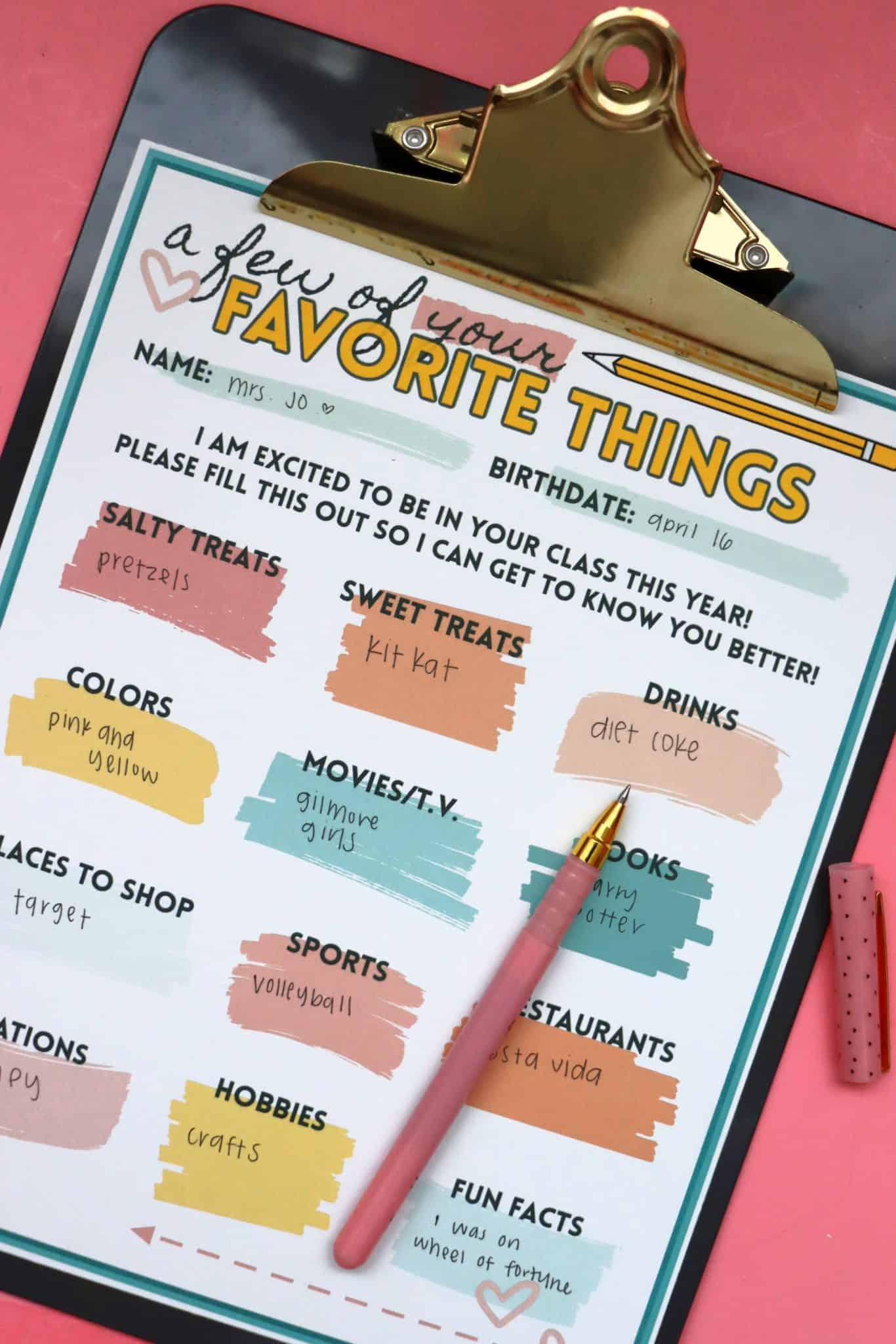 All About My Teacher printable - A girl and a glue gun