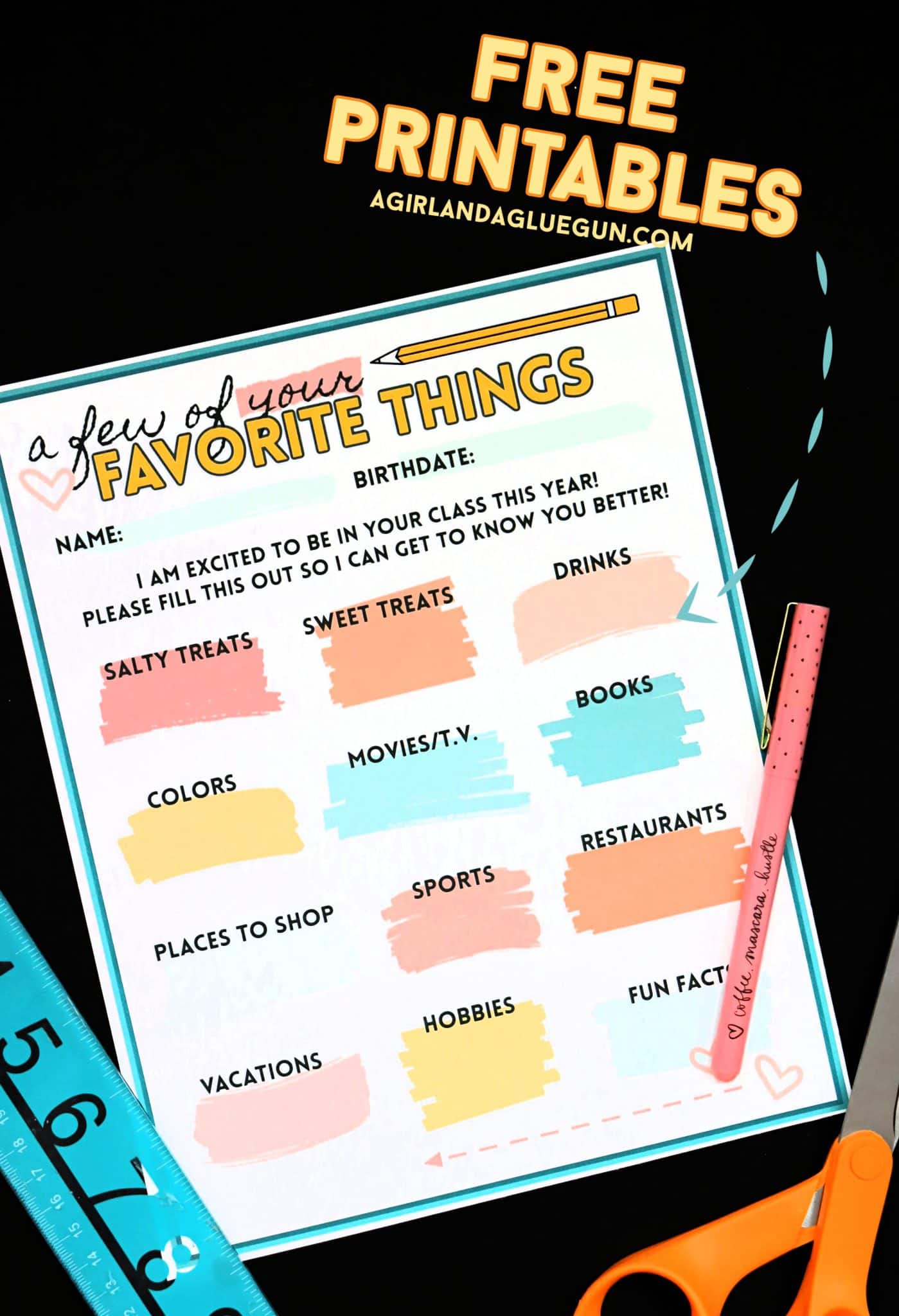 All About My Teacher printable - A girl and a glue gun