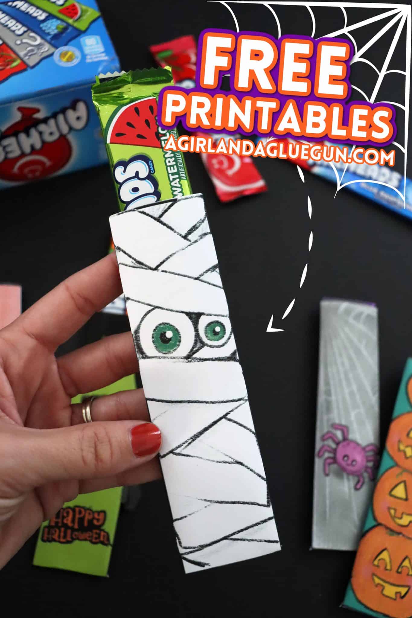 Halloween Candy Wrapper - A girl and a glue gun
