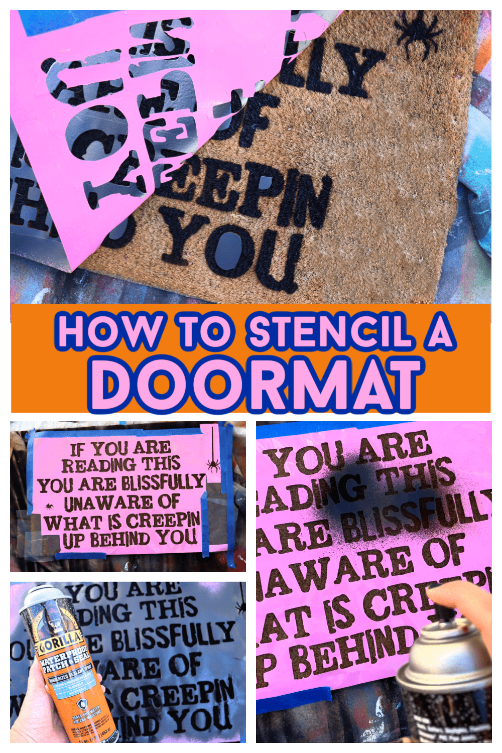 How to stencil a doormat - A girl and a glue gun