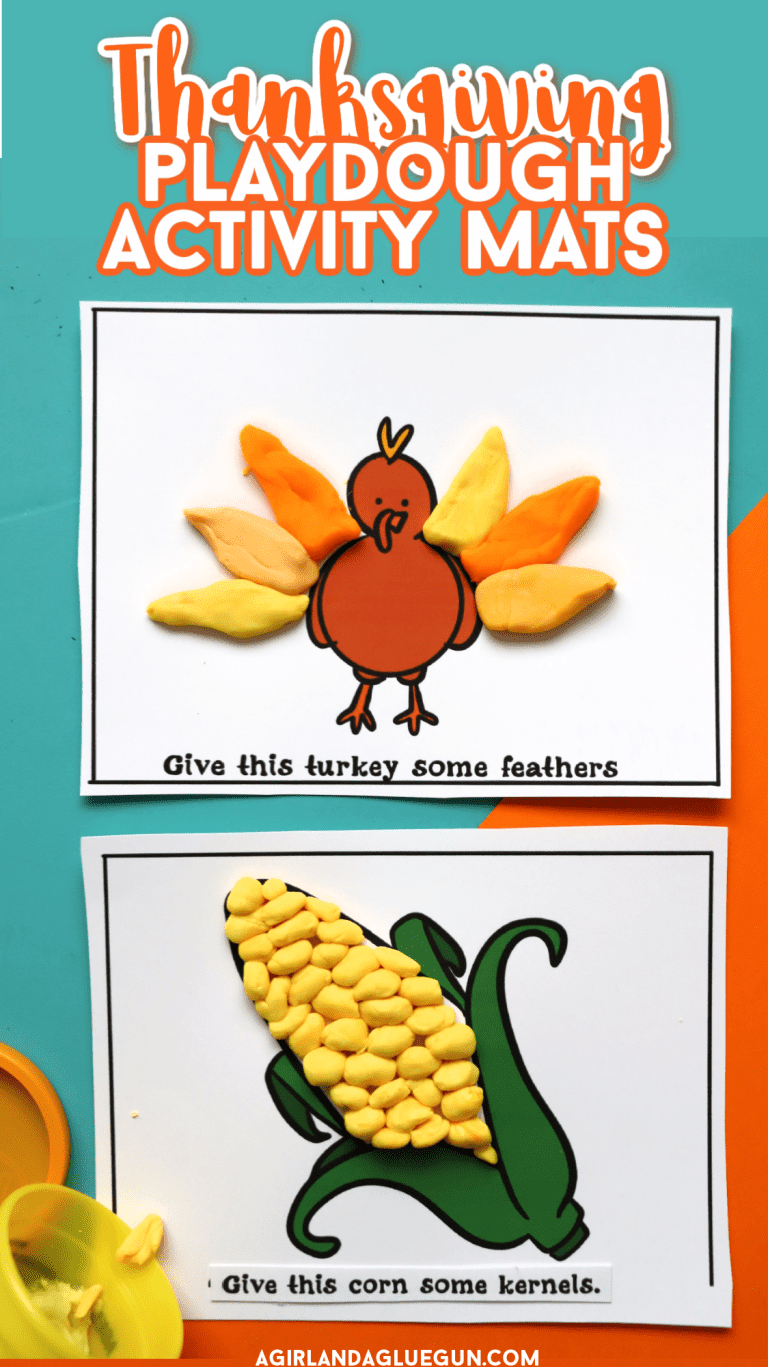 Thanksgiving printable playdough activity mats - A girl and a glue gun