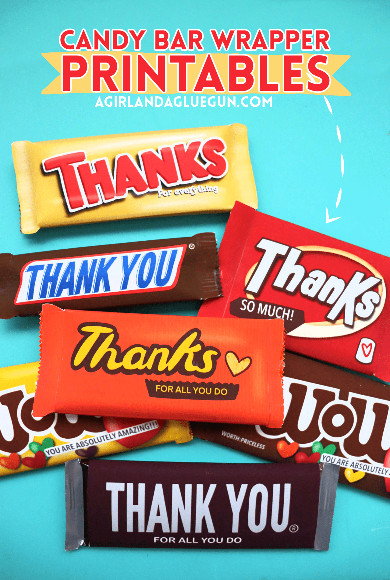 Thank you candy bar WRAPPER printables - A girl and a glue gun
