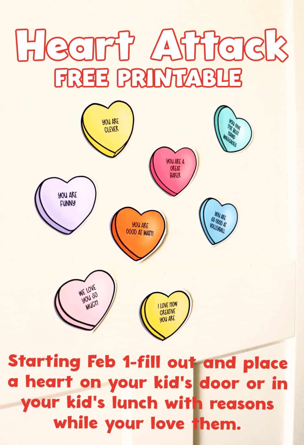Free Conversation Heart Attack Printable - A girl and a glue gun