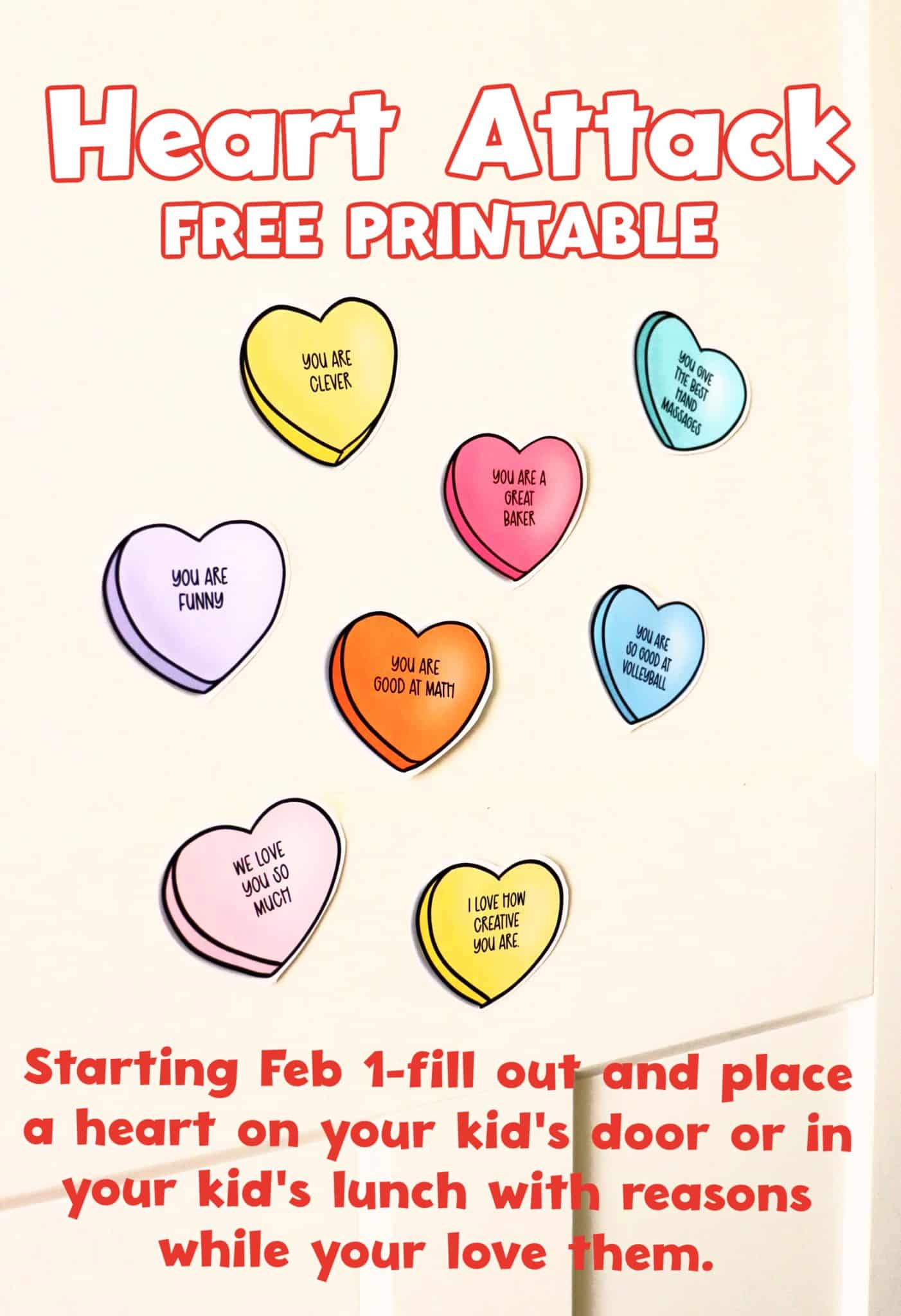 Free Conversation Heart Attack Printable - A girl and a glue gun
