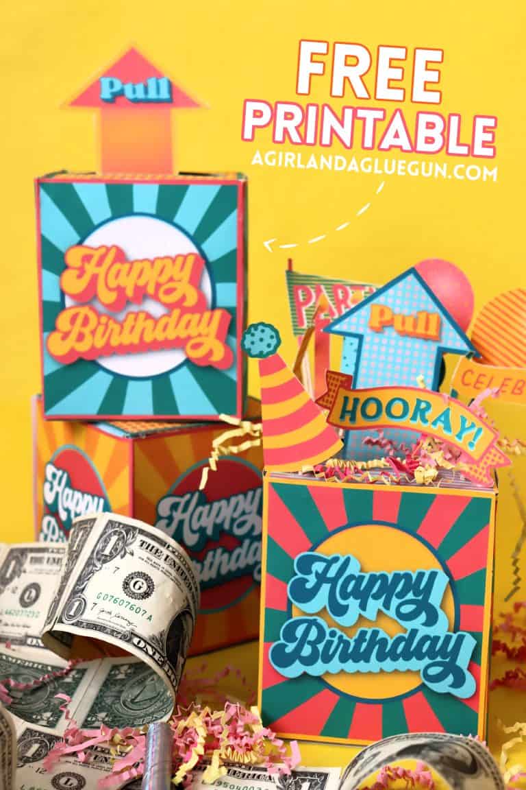 Money Birthday gift with free printables - A girl and a glue gun