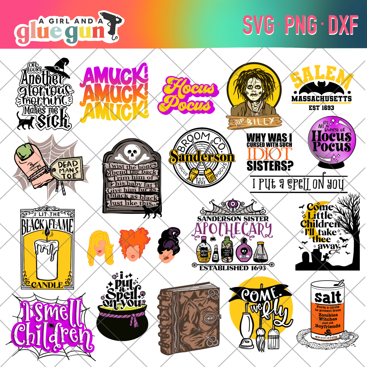 Hocus Pocus SVG cut file bundle - A girl and a glue gun