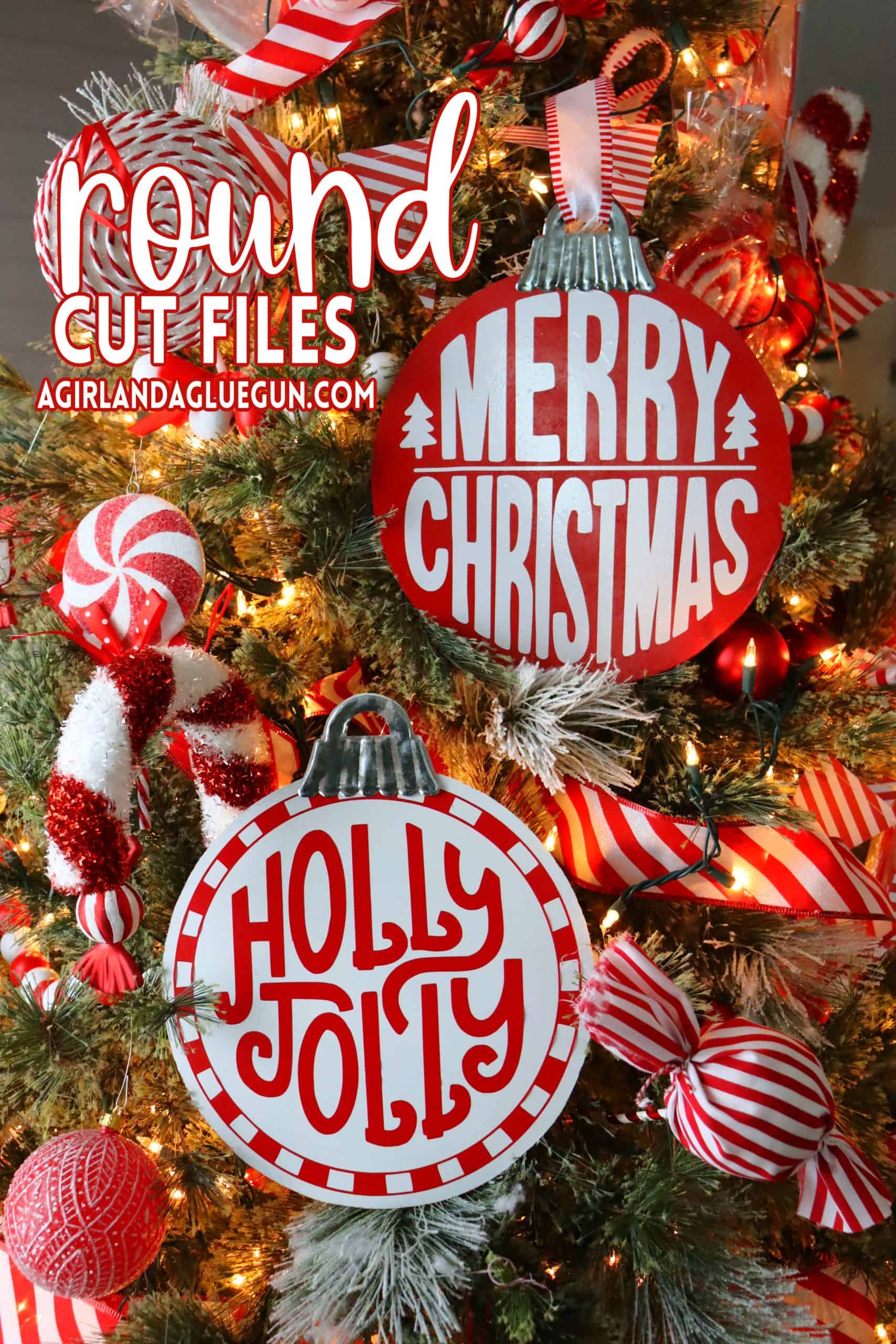 Round Christmas SVG cut files - A girl and a glue gun