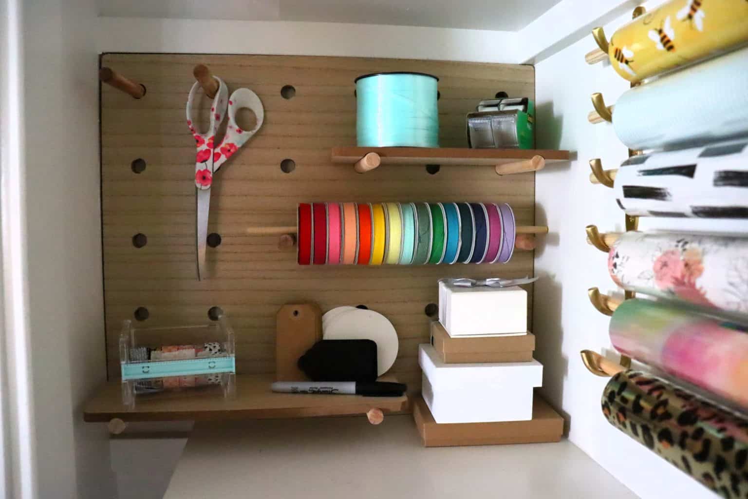 DIY a gift-wrapping station in a closet! - A girl and a glue gun