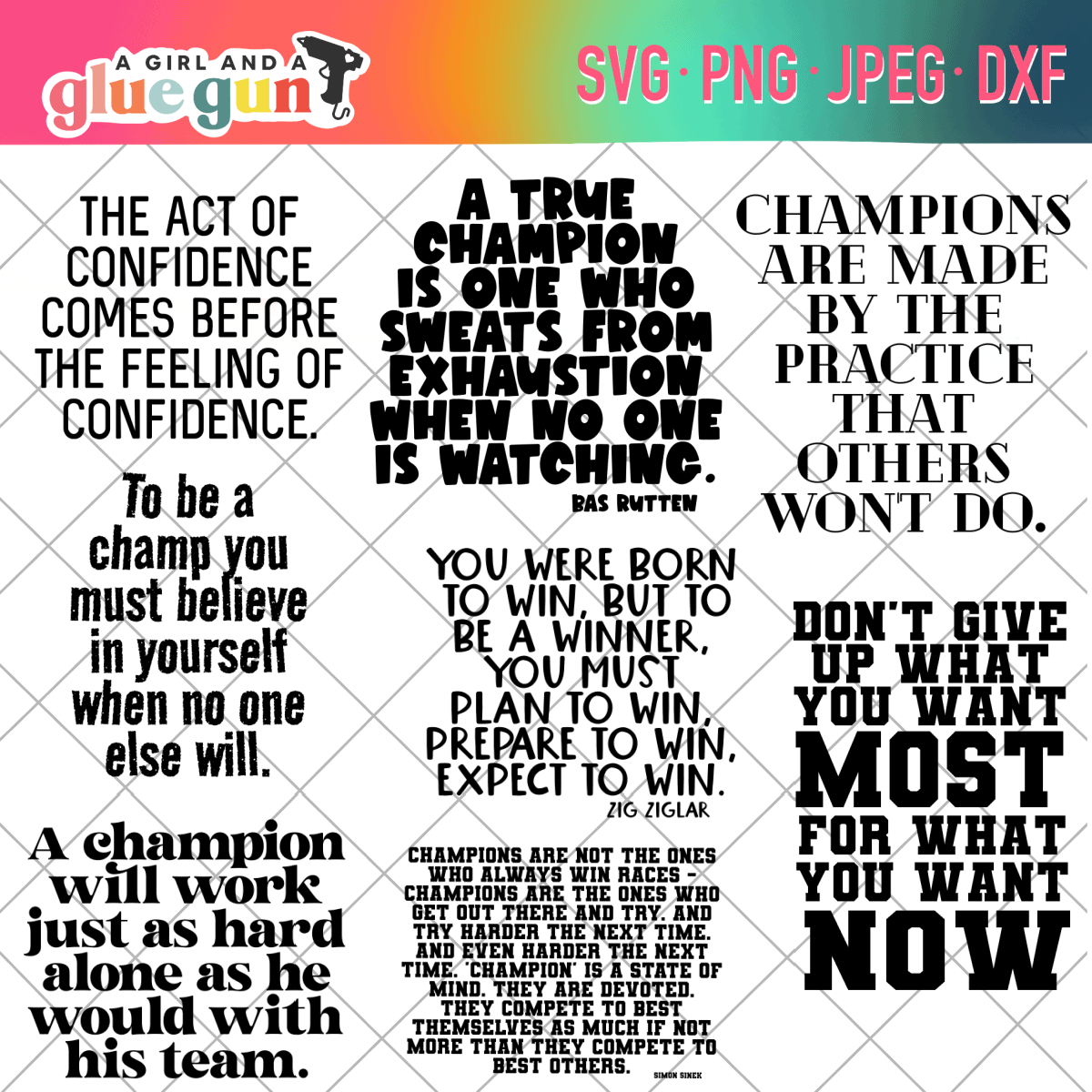 Free Motivational sports quotes SVG - A girl and a glue gun