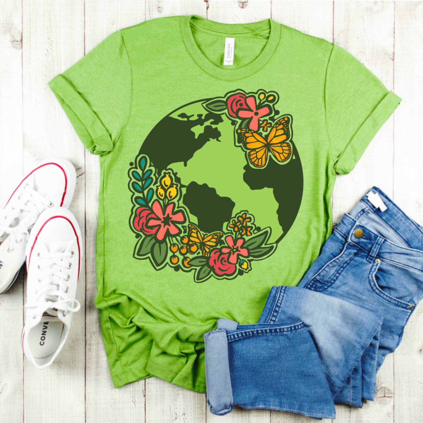 Floral Earth Day SVG - A girl and a glue gun