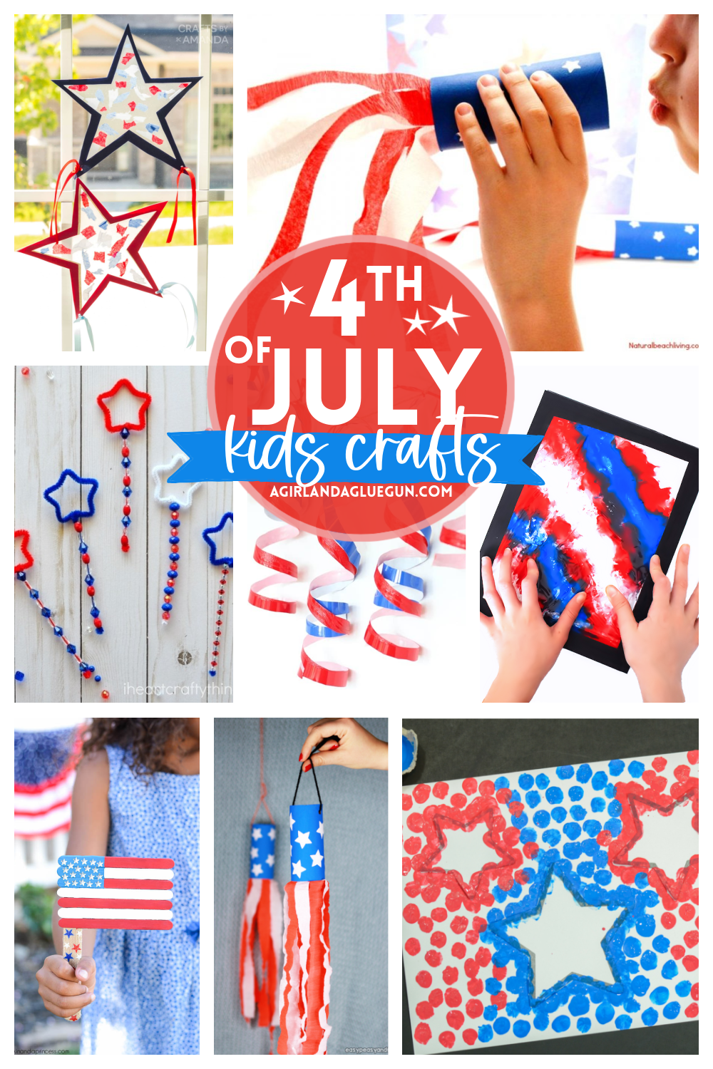 4th of July crafts for kids - A girl and a glue gun