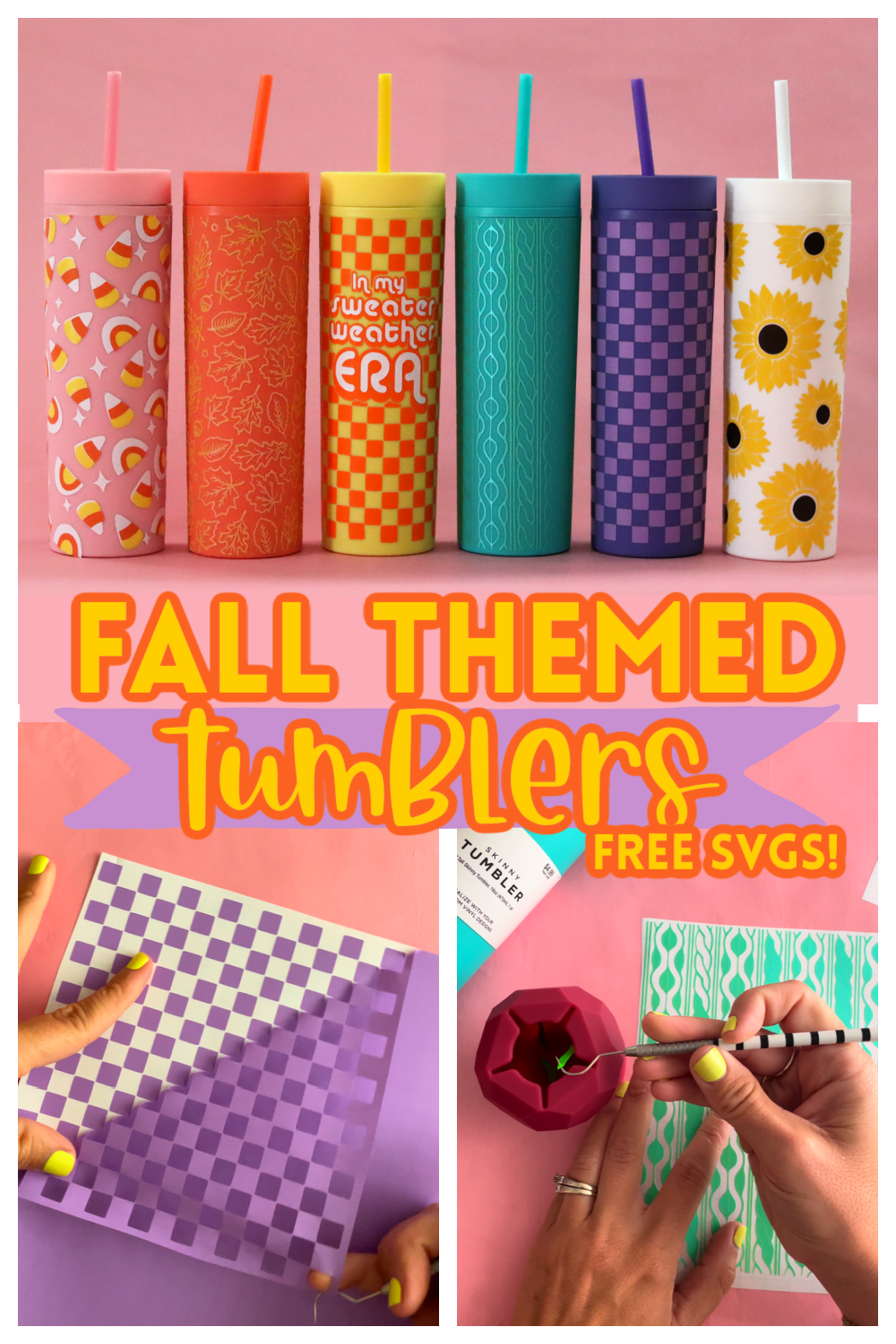 Fall-themed tumblers - A girl and a glue gun