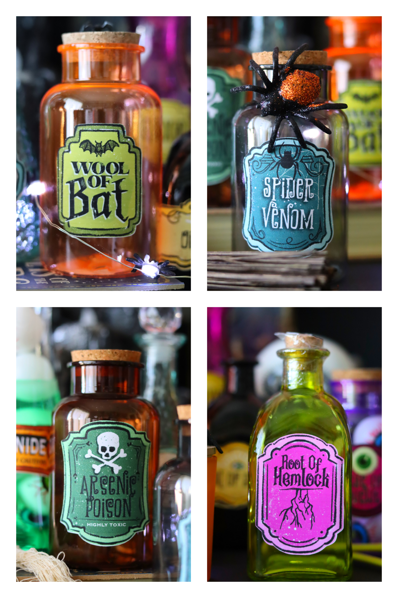 Potion bottle labels - A girl and a glue gun