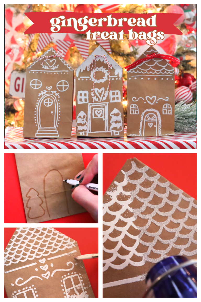 Gingerbread house treat bags - A girl and a glue gun