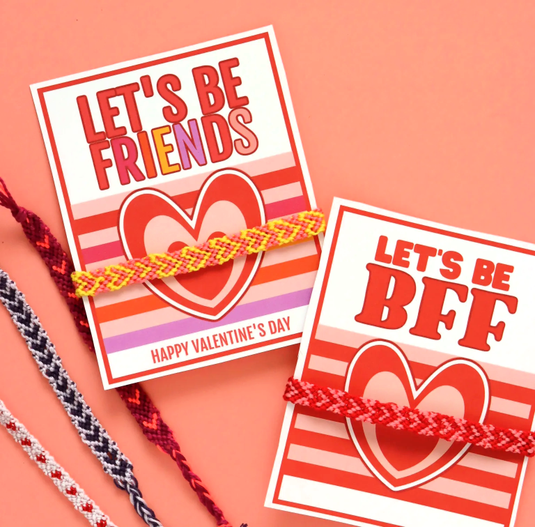 Friendship Bracelet Valentine Ideas - A girl and a glue gun
