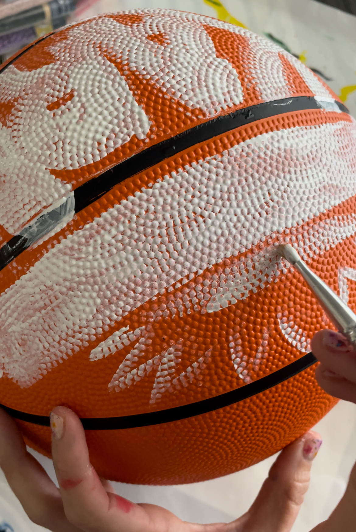 Custom Painted Basketballs - A girl and a glue gun