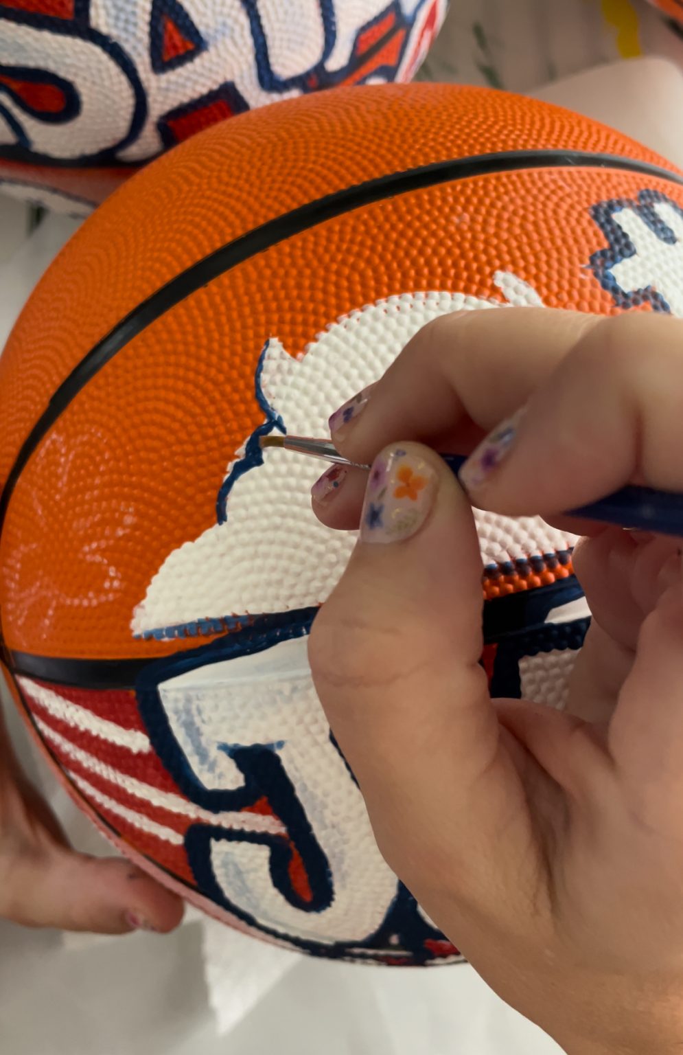 Custom Painted Basketballs - A girl and a glue gun