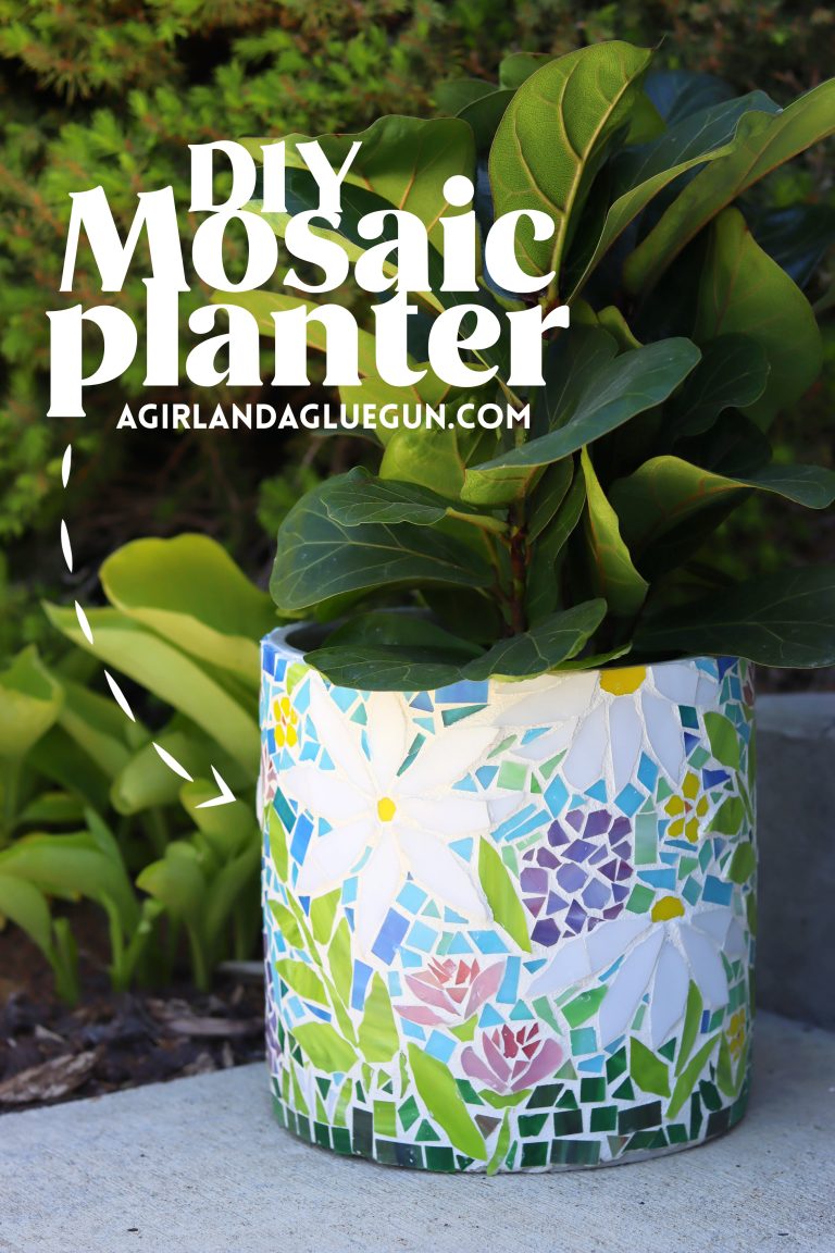 DIY Mosaic tile planter - A girl and a glue gun