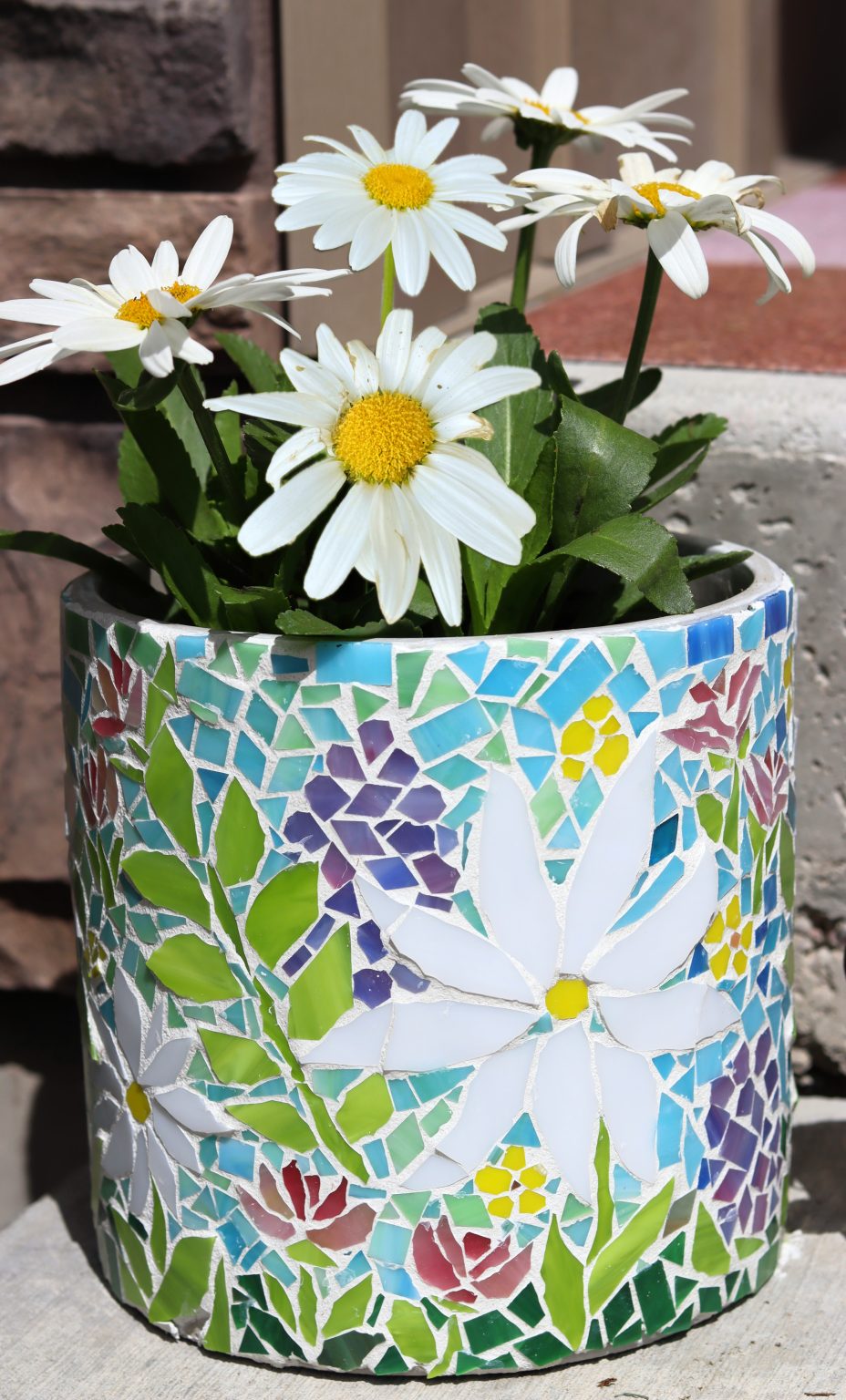 DIY Mosaic tile planter - A girl and a glue gun