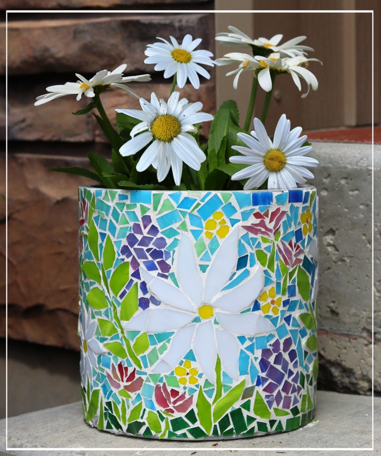 DIY Mosaic tile planter - A girl and a glue gun